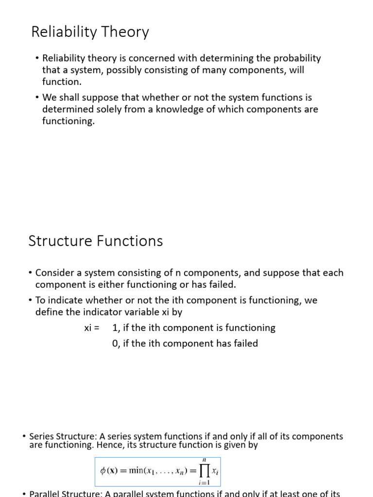 Sp 11 Reliability Theory Pdf Function Mathematics Mathematics