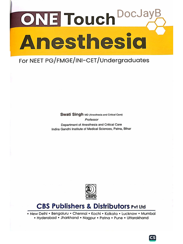 One Touch Anesthesia Guide PDF | PDF