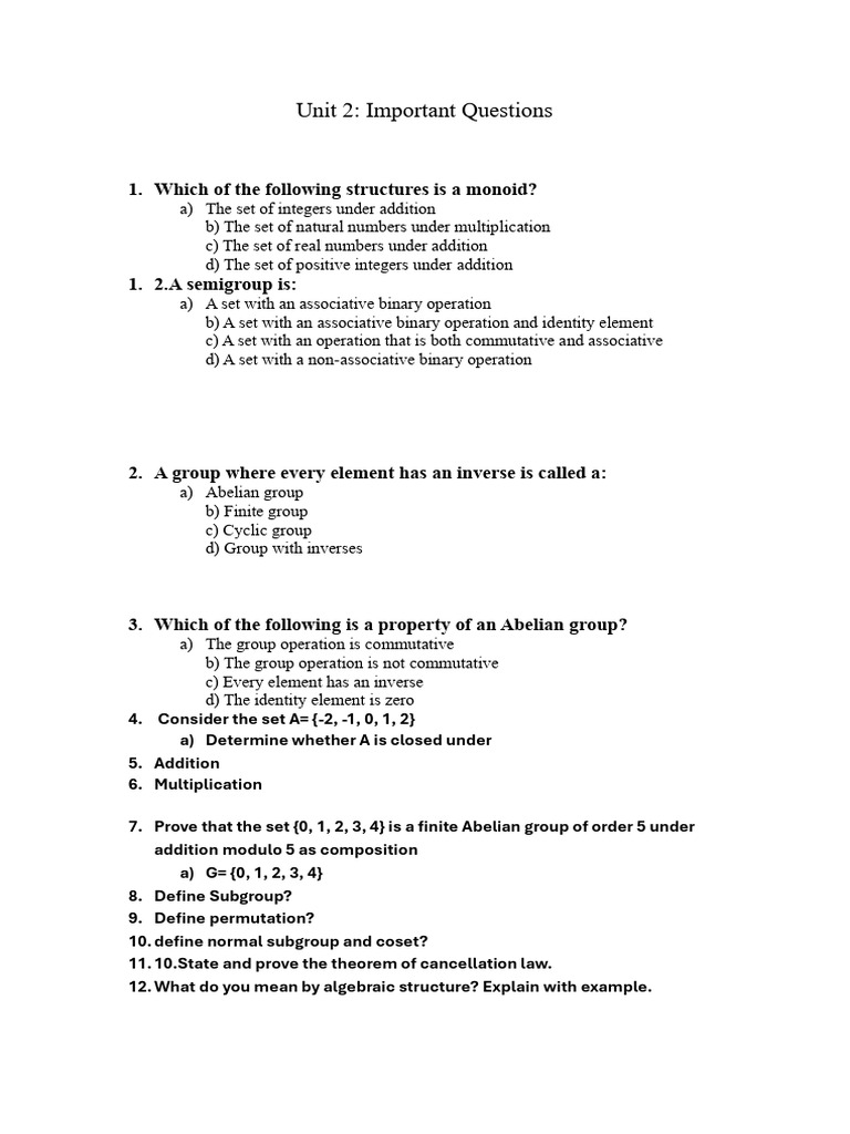 Unit 2 Important Questions | PDF