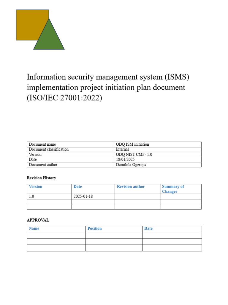 ISMS Implementation Project Plan 2025 | PDF | Information Security ...