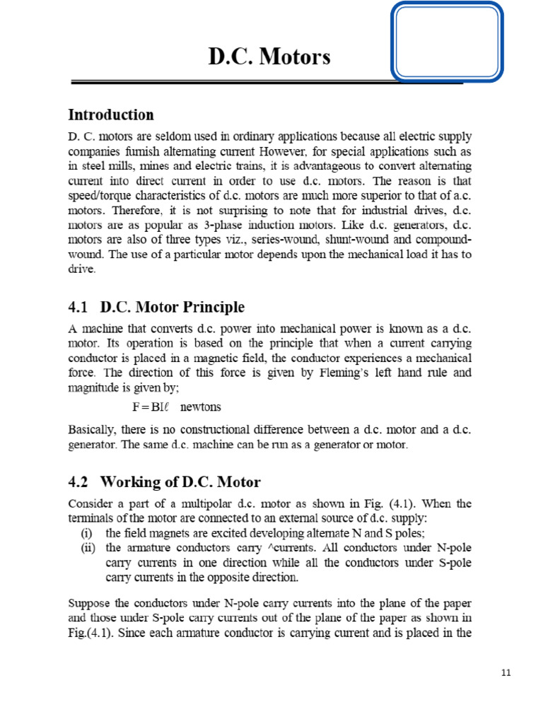 BEEE Unit-2 DC Motors | PDF