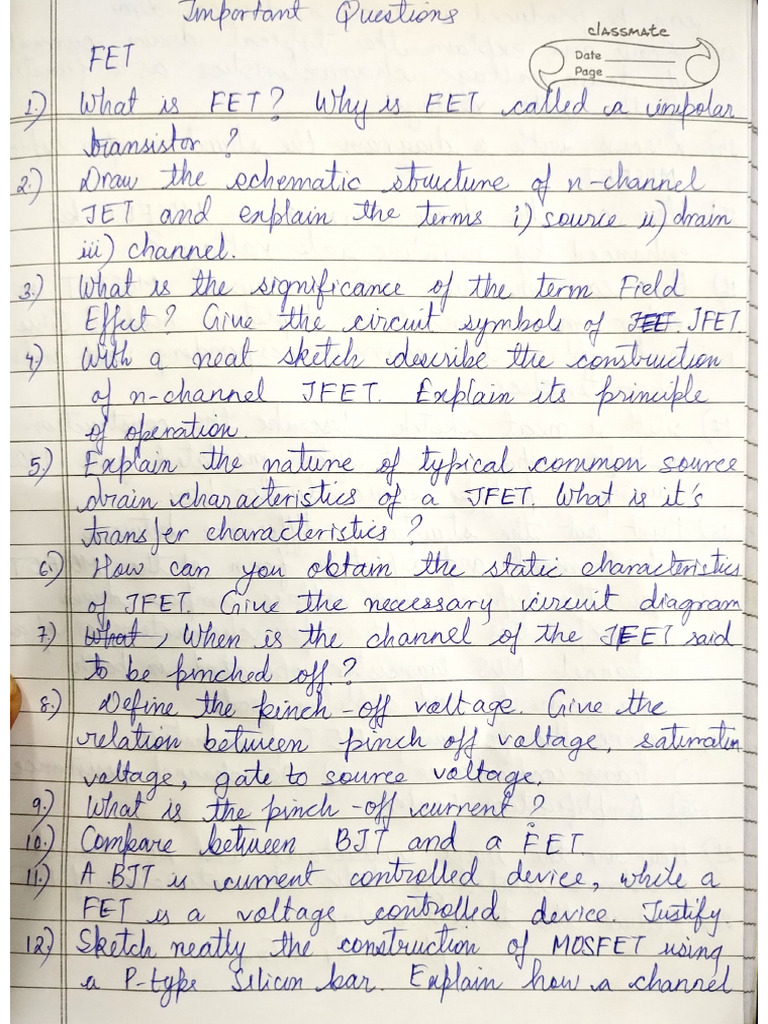 Model Question On FET | PDF