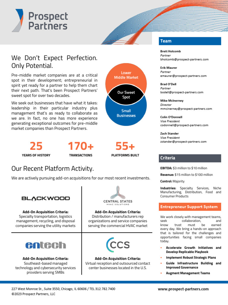 Prospect Partners Brief Overview Oct | PDF | Economies | Business