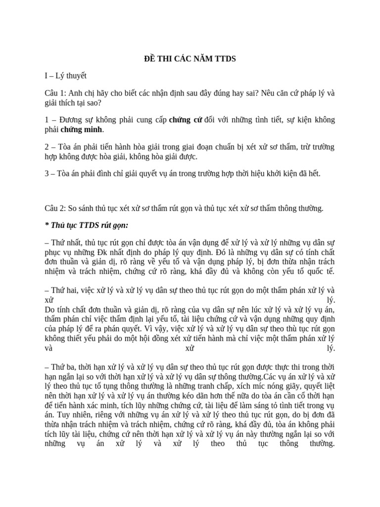 Đề Thi Các Năm TTDS | PDF