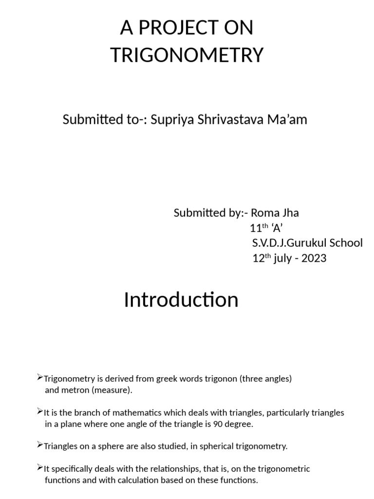 Trigonometry Project Cover Page | PDF