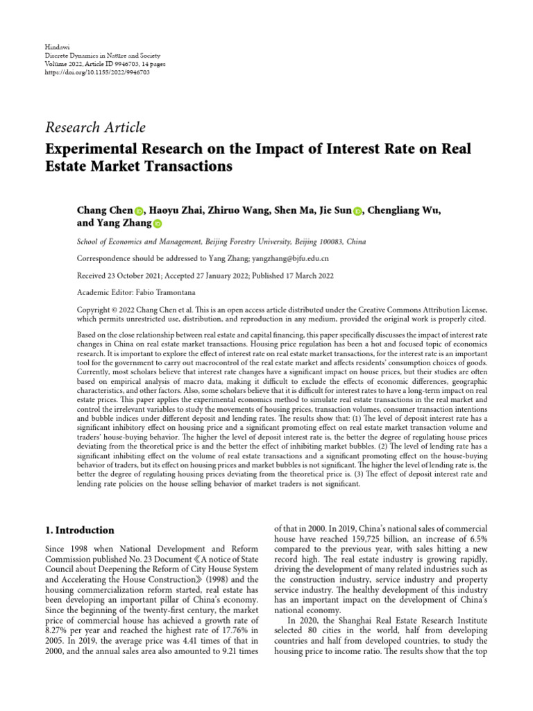 Experimental Research On The Impact of Interest Ra | PDF | Interest ...