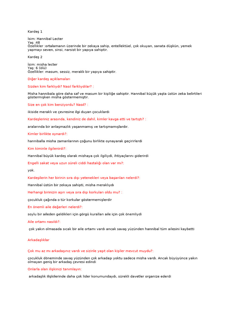 Adler Envanteri Hannibal | PDF