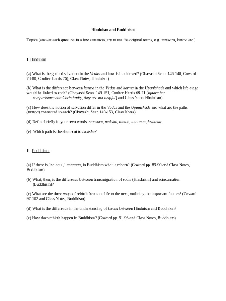 Hinduism vs Buddhism: Key Concepts Explained | PDF