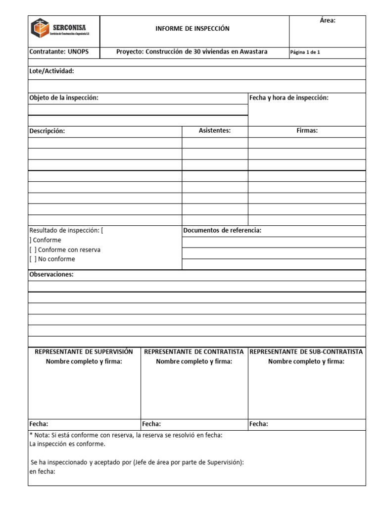 Formato de Informe de Inspeccion | PDF