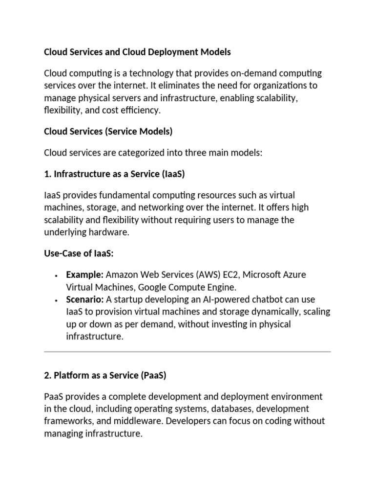 Cloud Services and Cloud Deployment Models | PDF | Cloud Computing ...