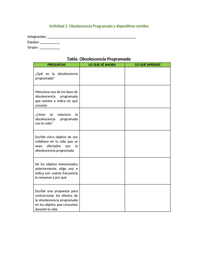 A1_Tabla Obsolescencia Programada-2 | PDF