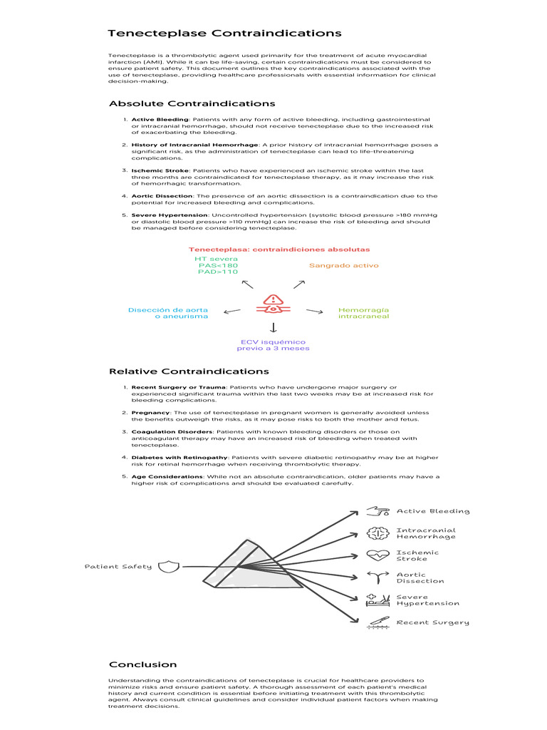 Tenecteplase Contraindications | PDF | Stroke | Bleeding