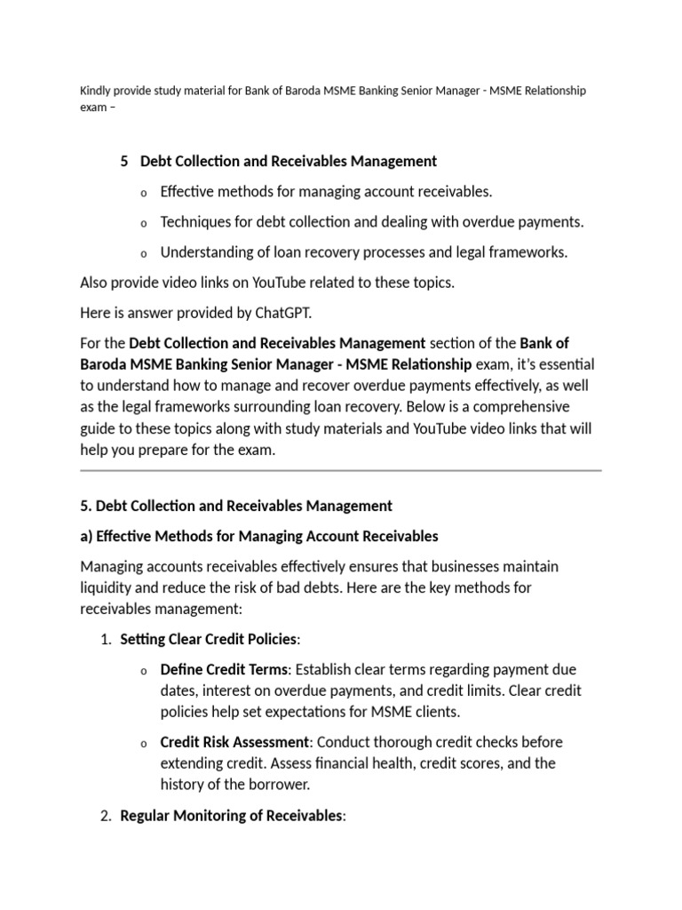 Debt Collection and Receivables Management | PDF | Bankruptcy | Debt
