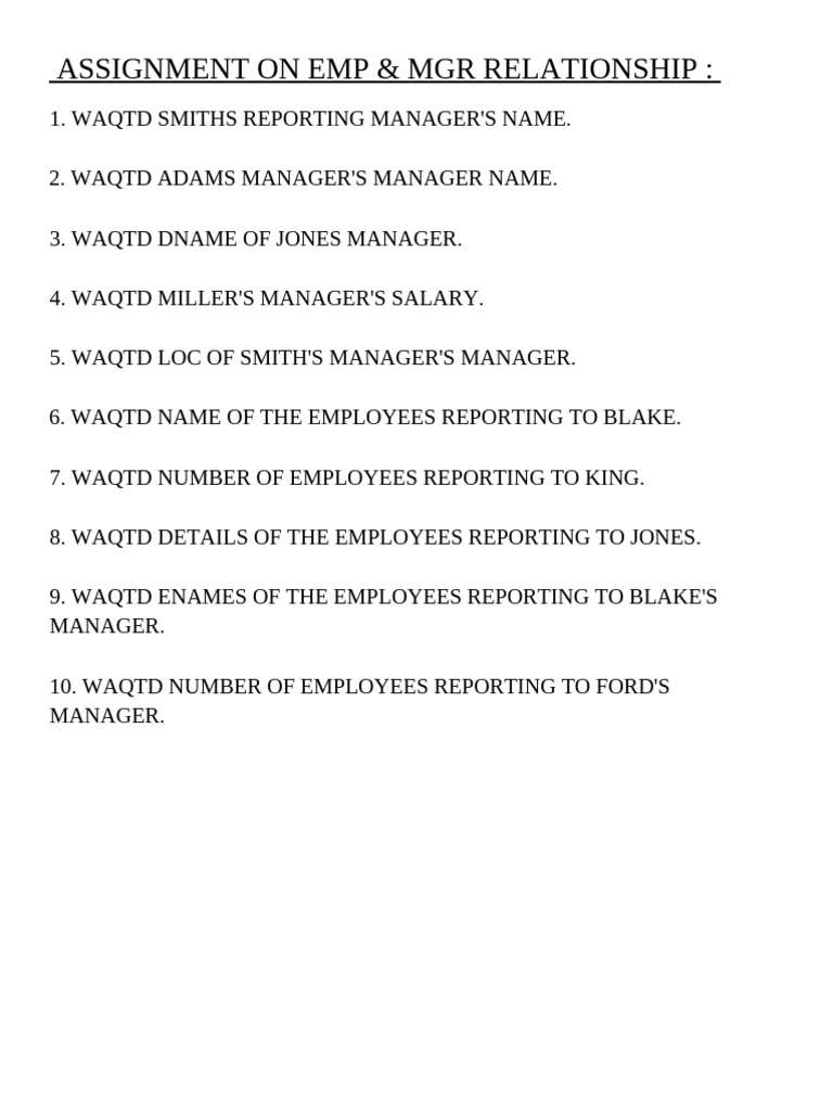 Assignment On Emp & MGR Relation | PDF