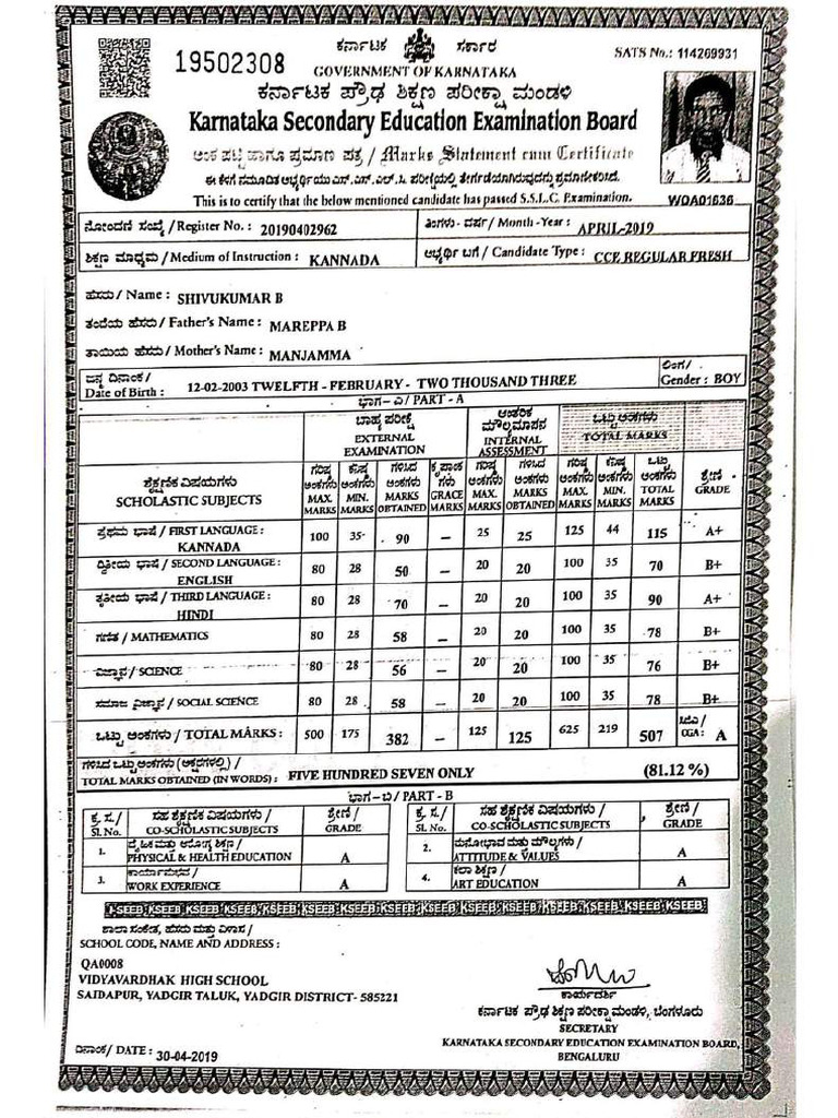Shivu Sslc Marks Card_compressed_11zon | PDF