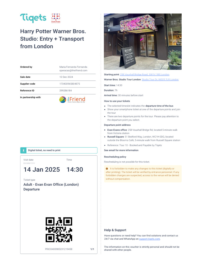 Harry Potter Warner Bros. Studio: Entry + Transport From London | PDF
