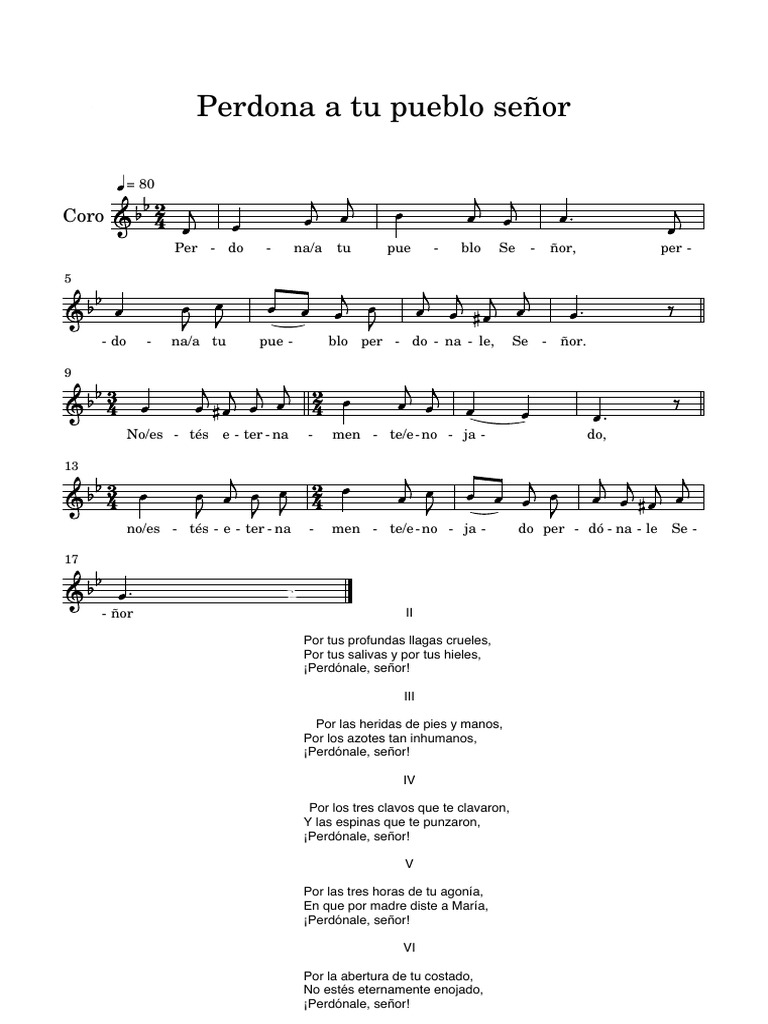 Letra y acordes: Perdona a tu pueblo Señor | PDF