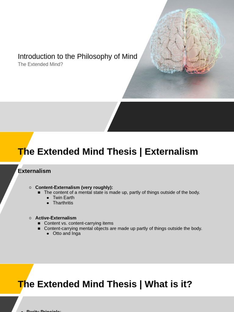Understanding the Extended Mind Thesis | PDF | Mind | Psychological ...