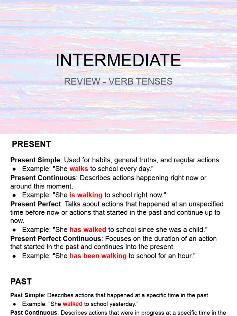 Verb Tenses Review for Wordwall | PDF
