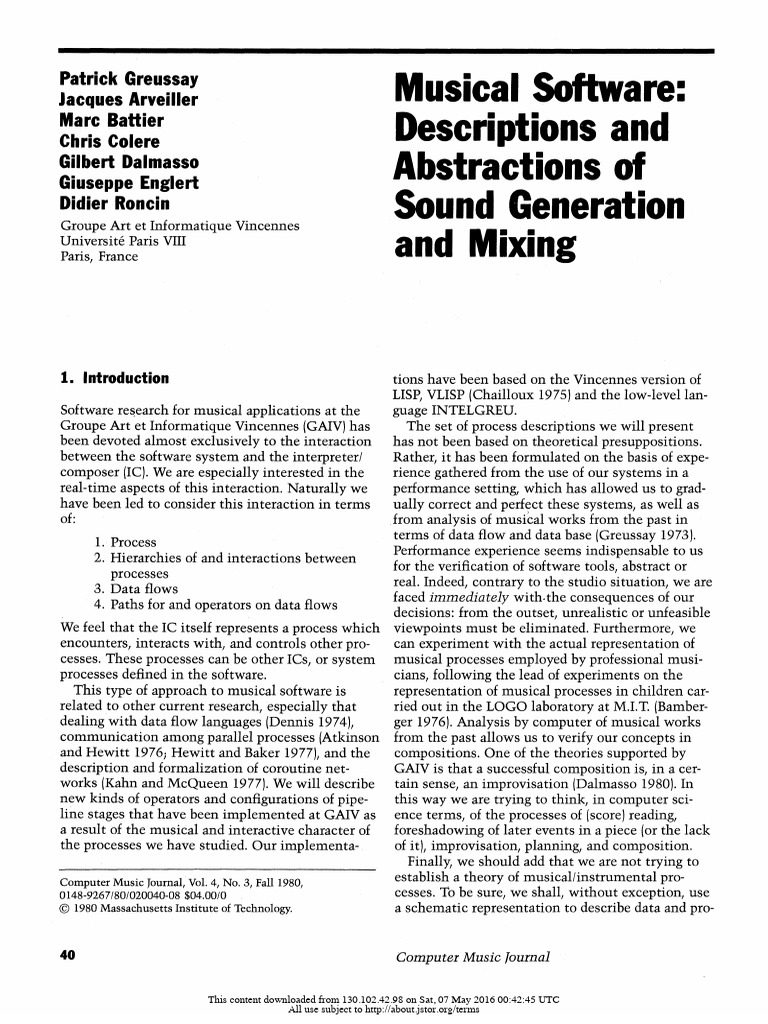 Musical Software Descriptions and Abstra | PDF | Computing