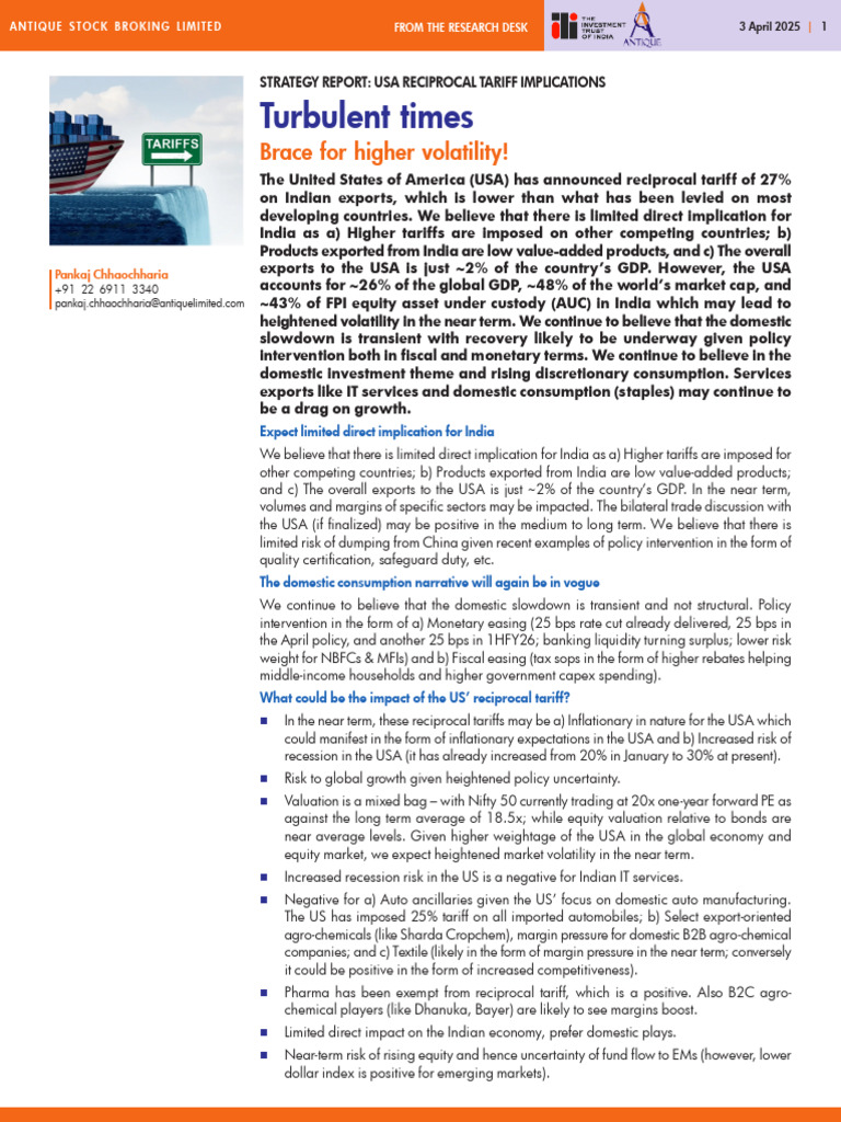 Strategy Report USA Reciprocal Tariff Implications 250403 | PDF ...