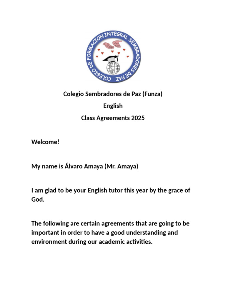 Class Agreements for English 2025 | PDF