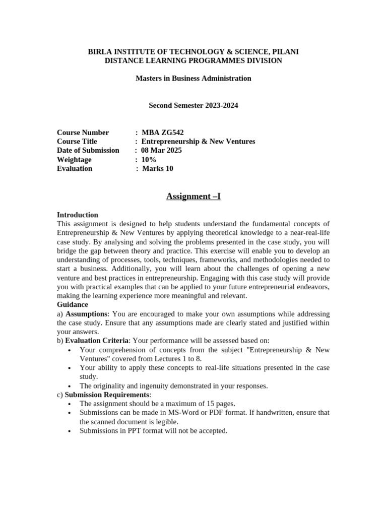 BITS ENV Assignment I | PDF | Entrepreneurship | Brand