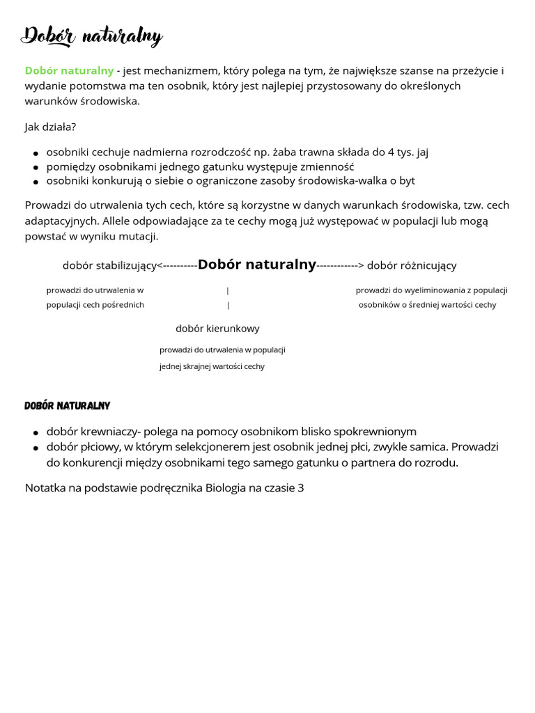 Dobór Naturalny | PDF