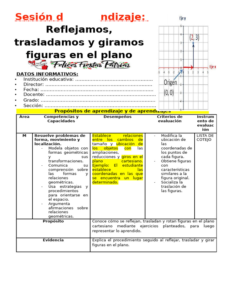 Reflejo y Traslación en el Plano | PDF | Sistema de coordenadas ...