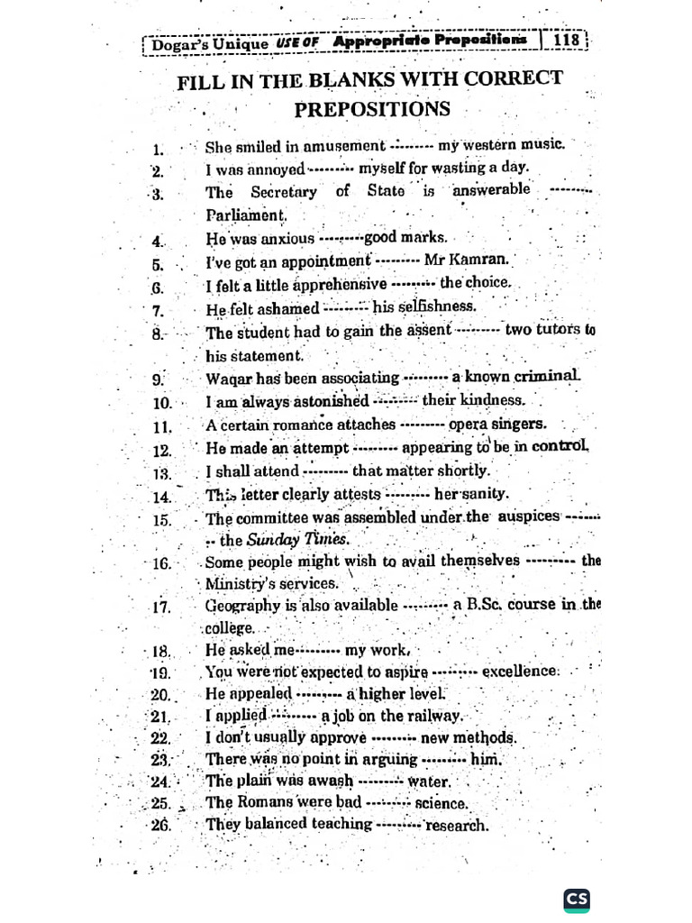 English Preposition MCQs | PDF