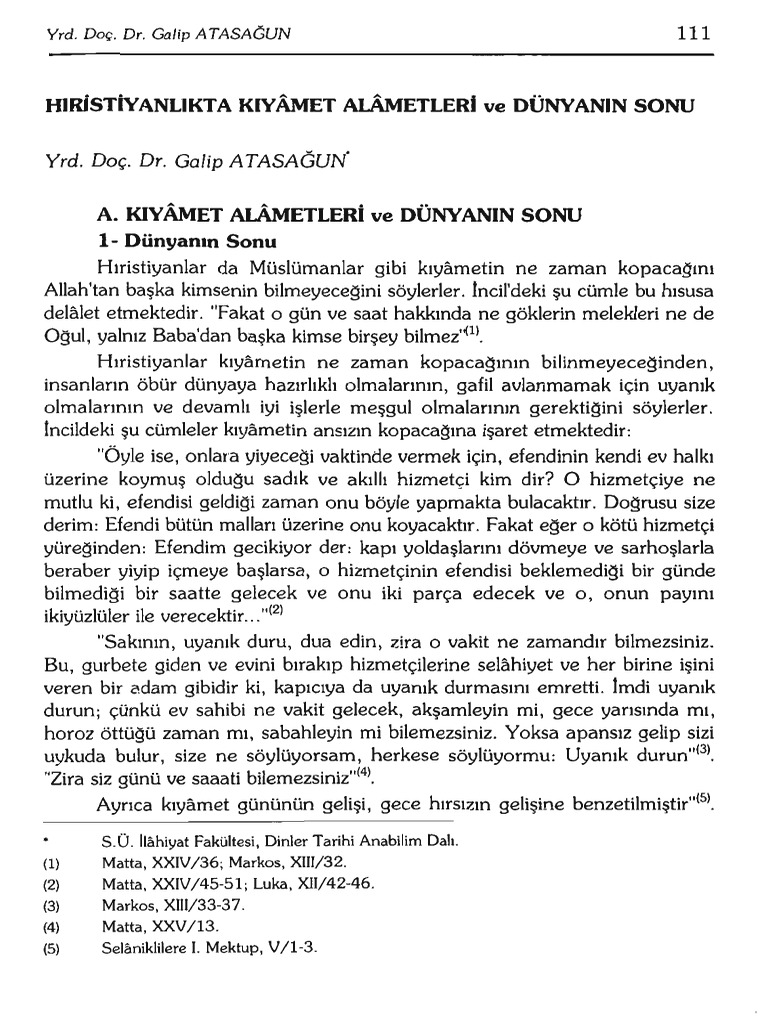 H Ristiyanl Kta K y Met Al Metleri Ve D Nyan N Sonu (#210622) - 184546 | PDF