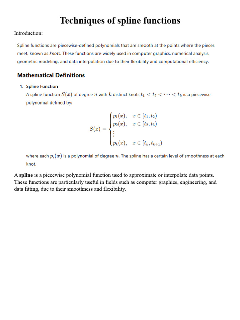 Techniques of spline functions | PDF