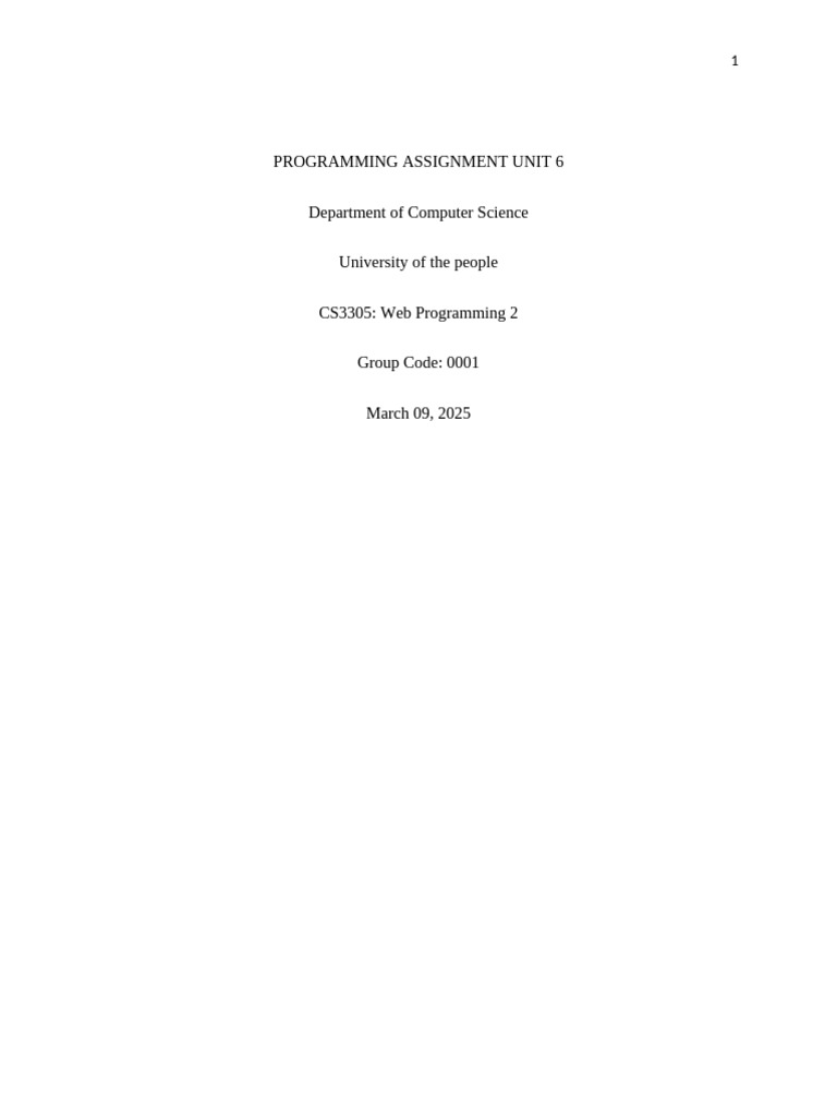 Programming Assignment Unit 6 | PDF