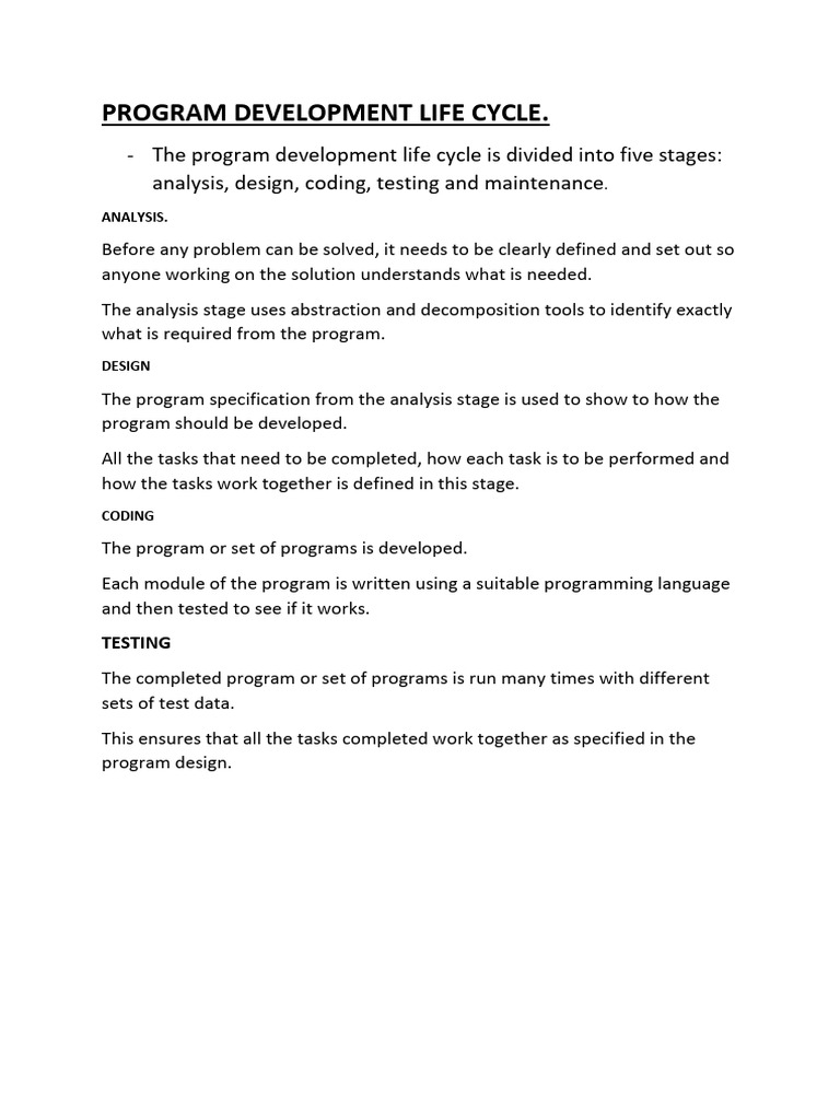 PROGRAM DEVELOPMENT LIFE CYCLE (1) | PDF