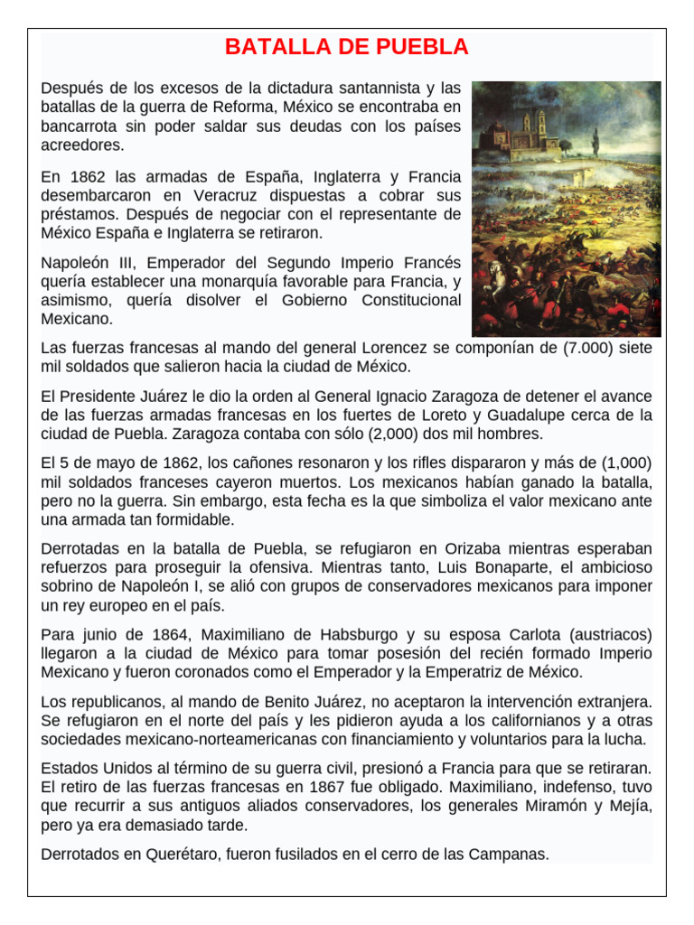 Ayuda republicana en la Batalla de Puebla | PDF