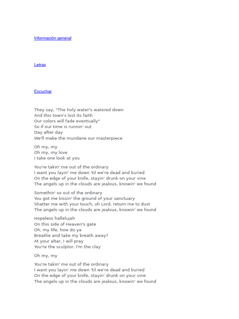 Alex Warren - Ordinary Lyrics PDF | PDF