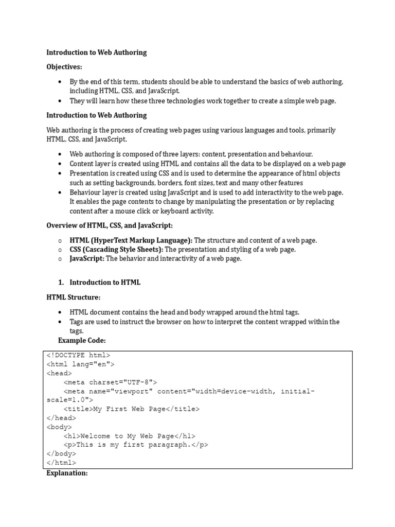 Introduction To Web Authoring | PDF | Html | World Wide Web