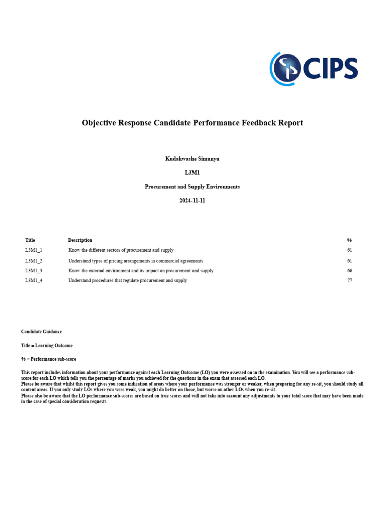 Candidate Performance Feedback Report | PDF