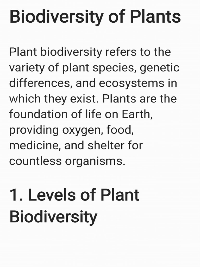 Biodiversity of Plants - 250325 - 161001 | PDF