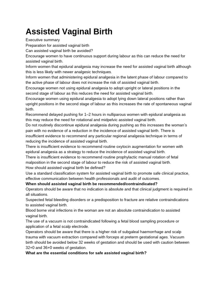 Assisted Vaginal Birth | PDF | Childbirth | Pregnancy