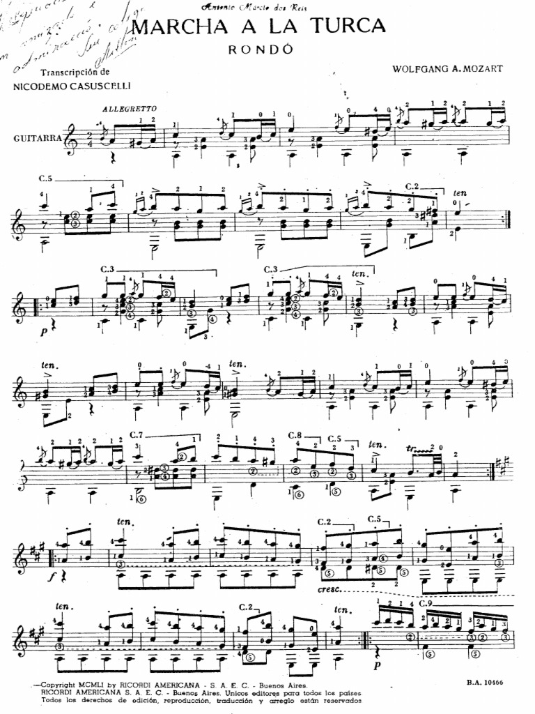 Mozart - Marcha A La Turca - Arr. N. Casuscelli | PDF