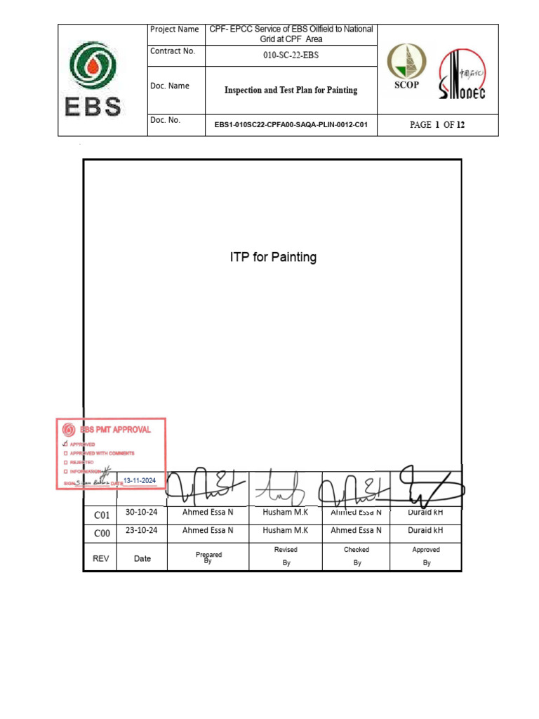 Inspection and Test Plan for Painting | PDF | Verification And ...