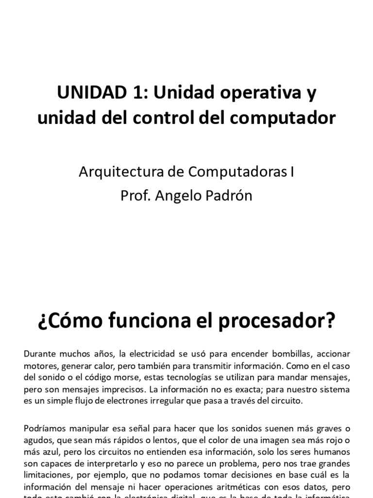 UNIDAD 1 C-mo funciona el procesador | PDF | Poco | Información