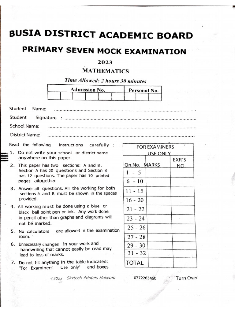 Busia MTC Mock | PDF