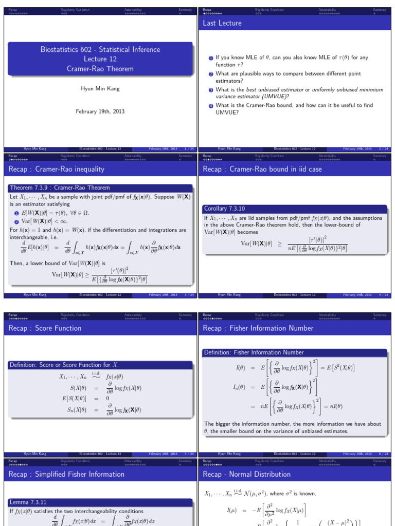 Bios602 Wi13 Lec12 Handout | PDF | Estimator | Bias Of An Estimator