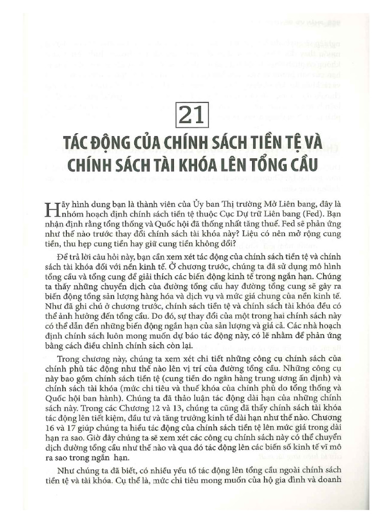 Mankiw (TV)_Chương 21 Tác động của CSTT và CSTK_1p | PDF