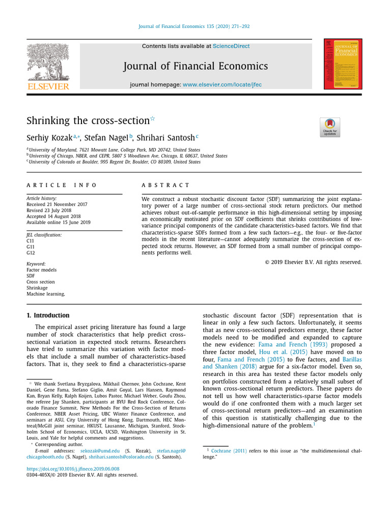 Shrinking the Cross Section | PDF | Principal Component Analysis | Covariance