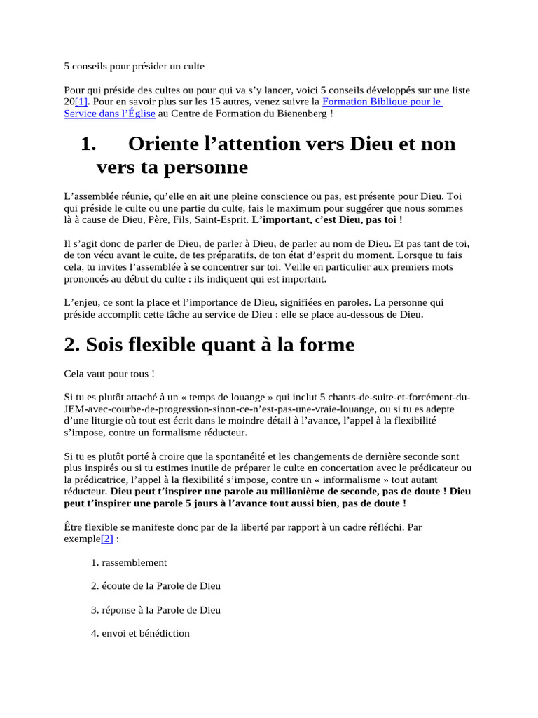 Conseils pour présider un culte | PDF | Dieu | Résurrection