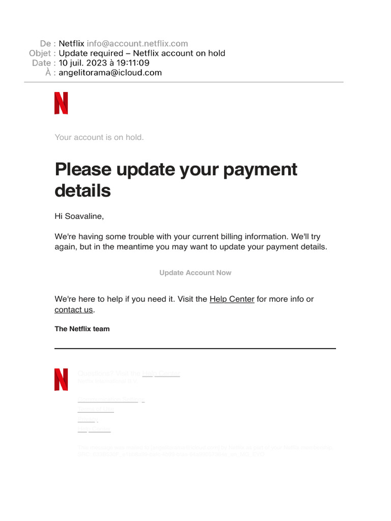 Update Required - Netflix Account On Hold | PDF
