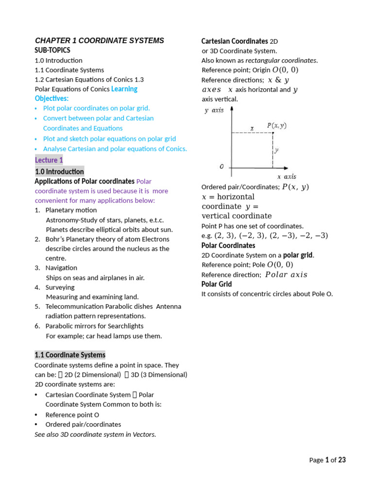 Chap 1 Coord Systems 20-03-25 | PDF | Ellipse | Space